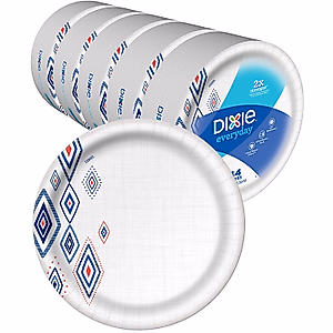 Dixie Paper Plates, 10 1/16 inch, Dinner Size Printed Disposable Plate, 44 Count (Pack of 5) , Packaging and Design May Vary