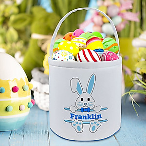 Personalized Easter Basket with Name for Kids Custom Canvas Easter Buny Bucket Gift for Boys Girls