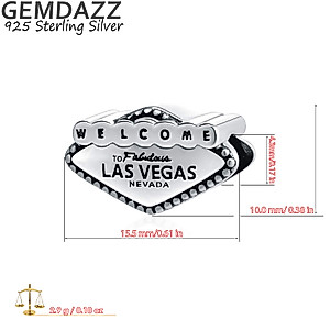 Welcome to Fabulous Las Vegas Nevada Charms in 925 Sterling Silver, I Love Travel Vintage Casino Sign Beads fit Pandora Bracelet, Gift for Souvenir/Birthday/Christmas/Friends