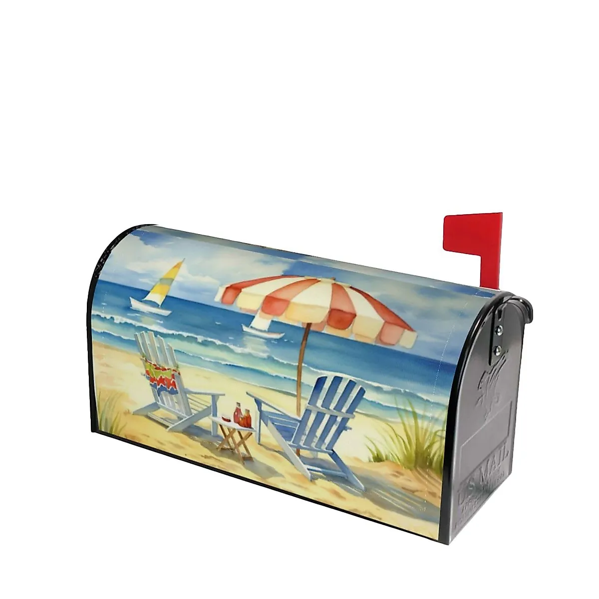 Summer Mailbox Covers Magnetic Standard Size 18" X 21" Beach Life Mailbox Cover Summer Nautical Magnetic Mailbox Covers Post Wraps Letter Box Cover for Home Garden Yard Decor