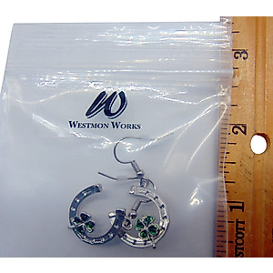 Shamrock Earrings Enamel Clover and Horseshoe Metal Irish Stud Ear Rings St Patrick's Day Fashion Accessory