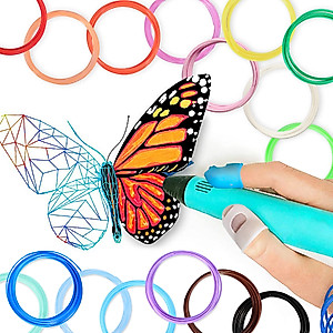 32 Colors Beautiful 3D Printing PLA Filament Sample Refill Pack, Each Color 10ft, Total 320ft PLA Refills, Fit for Most 1.75mm 3D Printer & 3D Pen, with Extra 4 Silicone Finger Caps by OEM MIKA3D