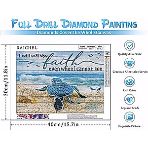 Turtle Diamond Art Painting Kits for Adults - Inspirational Full Drill Diamond Dots Paintings for Beginners, Round 5D Paint with Diamonds Pictures Gem Art Painting Kits DIY Adult Crafts 12x16inch