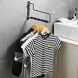 SHUNLI Drying Racks Folding Clothes Hanger Wall Mounted with 180°Swing Arm,Laundry Clothing Hanging Holder System Organizer Space Saver,Black and Gold