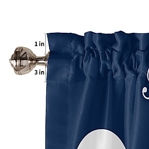 Kitchen Curtains Valances for Windows, Christmas Valance Curtains Rod Pocket Window Treatment Decor Valances for Living Room Bedroom Cold Winter Snowflakes Blue Backdrop, 1 Panel 54 x 18 Inch