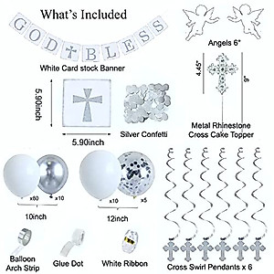 Elkanah Baptism Decorations for Boys Girls First Communion Decorations Bautizo Primera Comunion Decoracion Christening Decor Party Supplies Cake Topper Banner Balloons