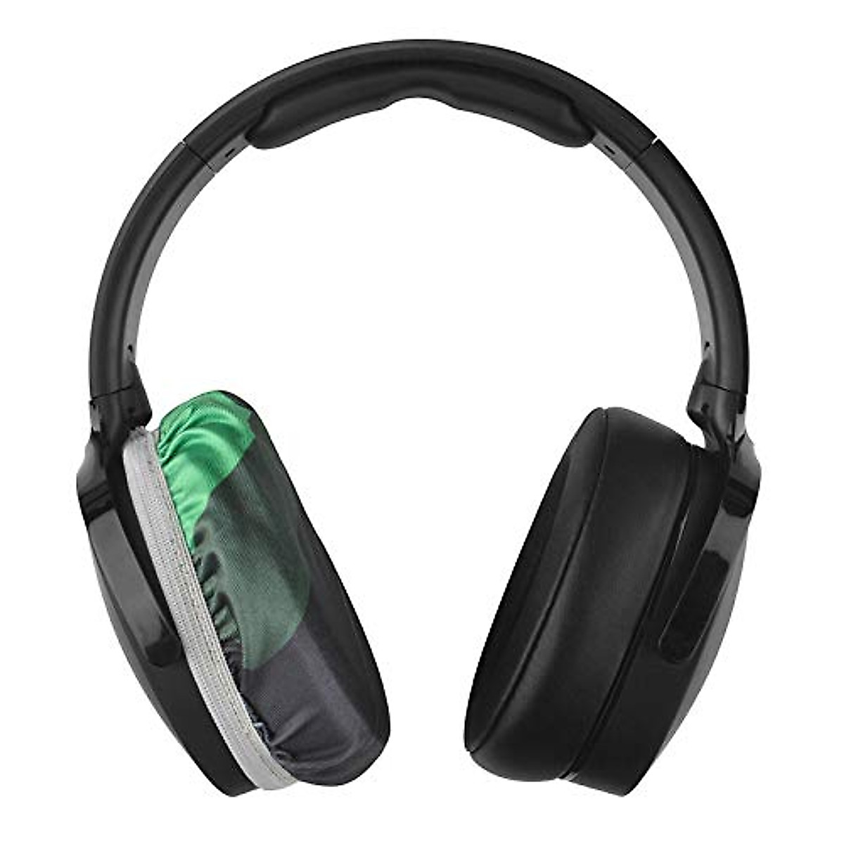 Geekria 2 Pairs Flex Fabric Headphones Ear Covers, Washable & Stretchable Sanitary Earcup Protectors for Over-Ear Headset Ear Pads, Sweat Cover for Warm & Comfort (M/Green)