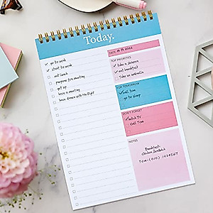 To Do List Notepad - Daily Planner Notepad Undated 52 Sheets Tear Off , 6.5" x 9.8" Checklist Productivity Organizer with Hourly Schedule for Tasks