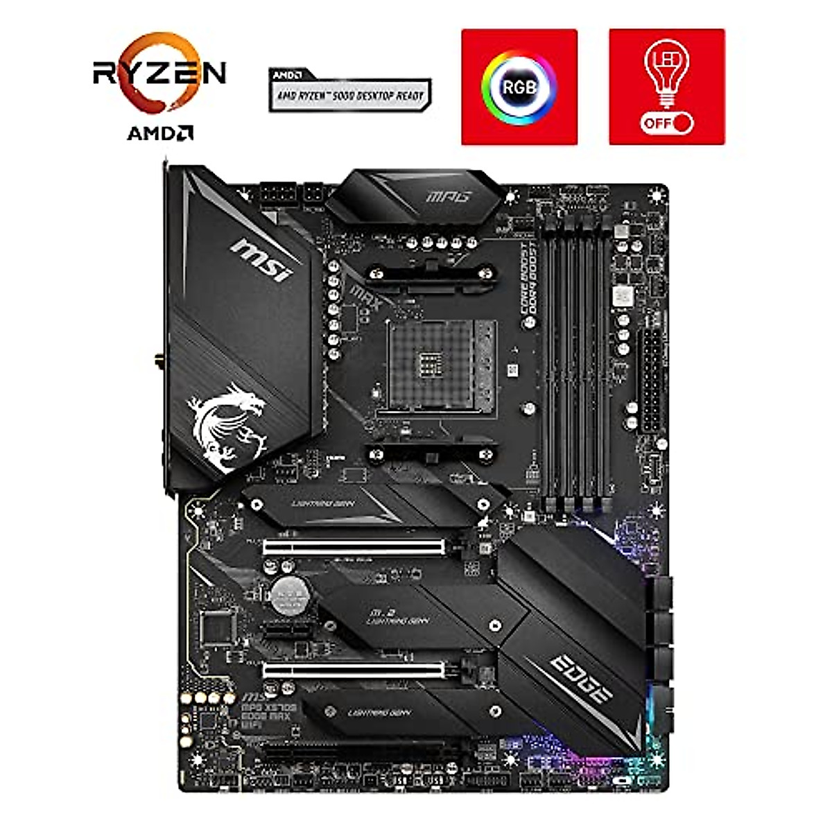MSI MPG X570S Edge MAX WiFi Gaming Motherboard (ATX, AMD, Socket AM4. DDR4, PCIe 4, CFX, M.2 Slots, Wi-Fi 6E)