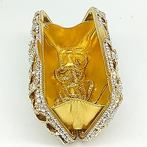 Boutique De FGG Elegant Flower Women Crystal Evening Clutch Bags Wedding Party Bridal Rhinestone Handbag Purse (Gold&Silver)
