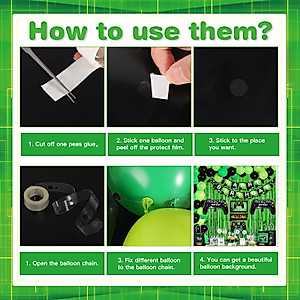 Garma Video Game Party Supplies, Gamer Birthday Decorations for Boys Including Green Black Balloons Garland Arch Kit Banner Hanging Sign Green Foil Fringe Curtains Gamepad Balloons