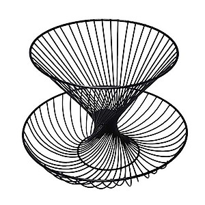 WSZJJ Creative Modern 2 Layer Metal Bowl Kitchen Fruit Basket Champagne Elegant Home Living Room Decoration Storage Basket