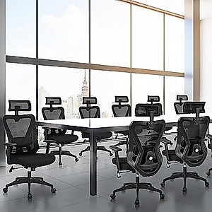 Yaheetech Ergonomic Office Chair Desk Chair High Back Mesh Computer Chair Study Chair with Lumbar Support Adjustable Armrest, Backrest and Headrest for Home Office Working Black