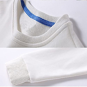 AdaliaFaye Boys' Crewneck Sweatshirt Girls Sport Long Sleeve Cotton thin Kids Toddler Casual Solid T-Shirt Pullover Tops White