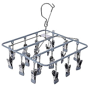 LIUZH Windproof Clothes Drying Rack with 18 Clips Non-Slip Stainless Steel Socks Underwear Laundry Hanger