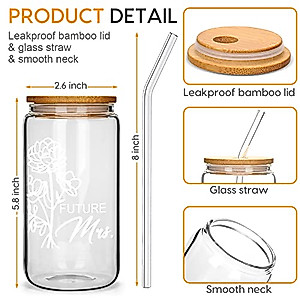 AYERMOYO Bride to Be Gifts-Bridal Shower Gifts-Engagement Gift-Engagement Gifts for Women-Engaged Gifts for Her- Bride Gifts-16 OZ Future Mrs Can Glass