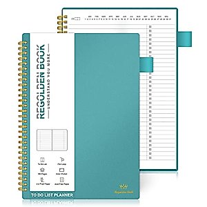 Regolden-Book To Do List Notebook , Daily To Do List Planner for Work, Project Planner Notebook for Daily Tasks & Personal Organizer, Checklist Notebook for Man/ Women, Pocket, Pen Loop, 160 Pages (7"x10")