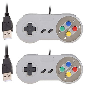 Cotchear 2 Packs USB Wired Controller for for Classic Super Nintendo NES SNES Game Pads for Windows PC Computer Control