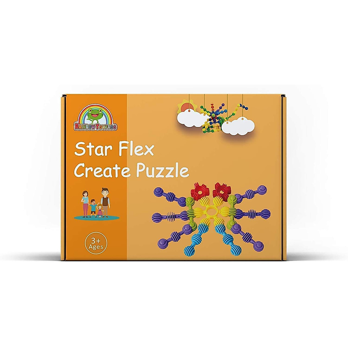 RAINBOW TOYFROG Star Flex STEM Building Toys - 70 Connector Blocks for Kids with Tote - Kindergarten STEM & Preschool Table Top Toys - Open Ended Building Blocks for Boys and Girls 3 Years Old & Up