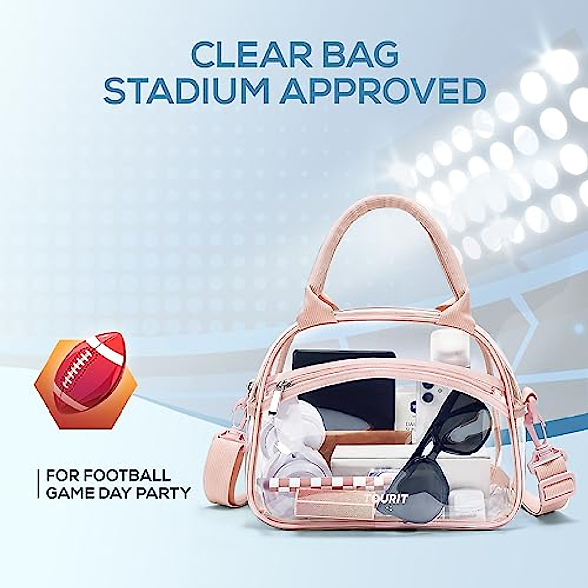 TOURIT Stadium Approved Clear Lunch Bag Transparent Bag with Adjustable Strap Clear Lunch Box for Women Men Work