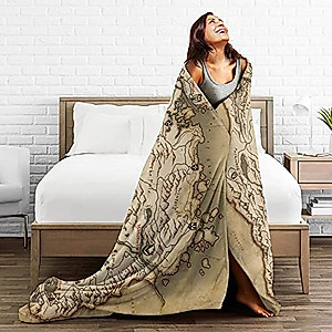 Map Fleece Blanket Ultra-Soft Micro Blankets for Couch Bed Beach Camping Or Travel Soft and Warm Throw Blanket (80"x 60") Queen-Size for Adults Man Women