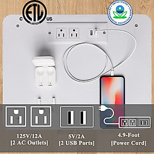 LELELINKY White Nightstand with Charging Station and USB Ports, 2 Tier Night Stand with Drawers Open Storage Shelf, Modern Narrow Sofa Side Tables, Small Wood End Table for Bedroom,Living Room