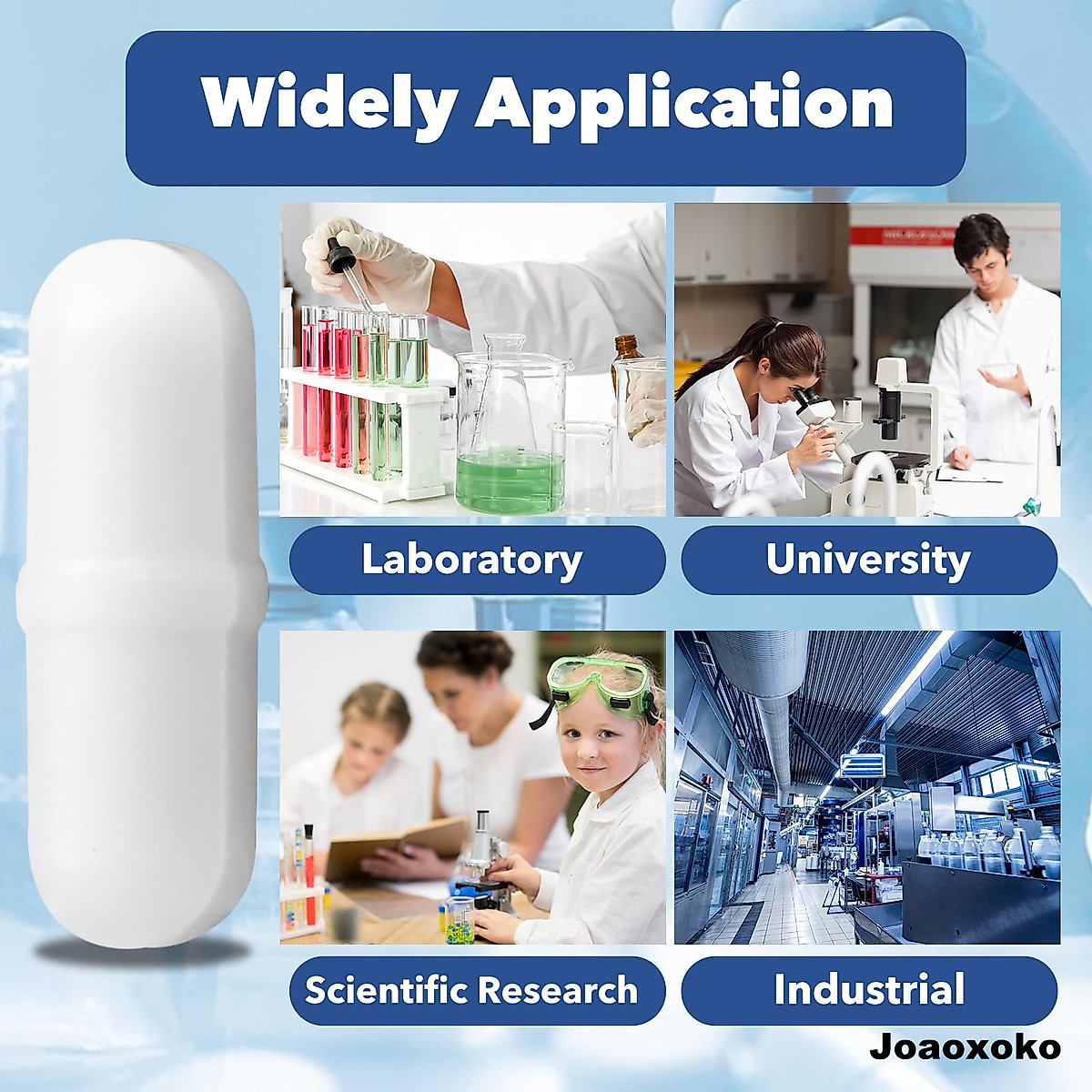 Joaoxoko Magnetic Stir Bar Set 12pcs PTFE Magnetic Stirrer Mixer Stir Bar,White 0.8 Inch Laboratory Stirrer Mixer Bar,Type-B Mycology Supplies Magnetic Stirrer Bar