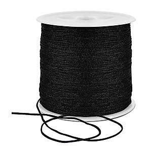 TONIFUL 1mm x 100 Yards Black Nylon Cord Satin String for Bracelet Jewelry Making Rattail Macrame Waxed Trim Cord Necklace Bulk Beading Thread Kumihimo Chinese Knot Craft