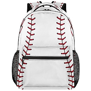 AUUXVA Baseball Stitches Laptop Backpack Kids Girls Boys Bookbag School Travel Tablet Back Pack Students Schoolbag For Elementary Junior High School College Hiking Fits 13 14 14.5 Inch