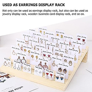 Garneck Earring Display Stand Wooden Business Card Holder Rustic Wood Earring Card Display Organizer Table Jewelry Ring Showcase Rack for Shows Selling Retail