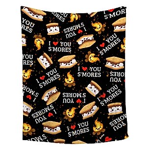 Cute S'Mores Throw Blanket,Marshmallow Cookie Blankets Gift Soft Cozy Plush Bedding Blanket,Fuzzy Flannel Fleece Blanket for Kids Adults Couch Sofa Camping,40"x50"-Throw Size for Kids