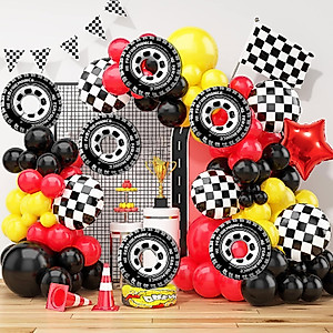 30 Inch Wheel Balloons, Race Car Tire Balloons, Racing Cars Wheels Theme Birthday Party Decorations Supplies for Men and Boys 6Pcs