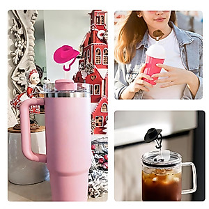 QUVIAE 3 Pack Cowboy Hat Straw Cover Cap for Stanley Cup 30&40 Oz 10mm Cowgirl Hat Silicone Straw Topper Protector Lid with Cute Funny Western Kids Accessories