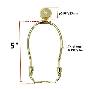 HONJIE 5 inch Gold Lamp Harp， Lamp Harp Holder for Table and Floor Lamps 2 Sets