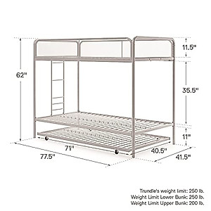 DHP Triple Metal Bunk Bed Frame, White, Twin