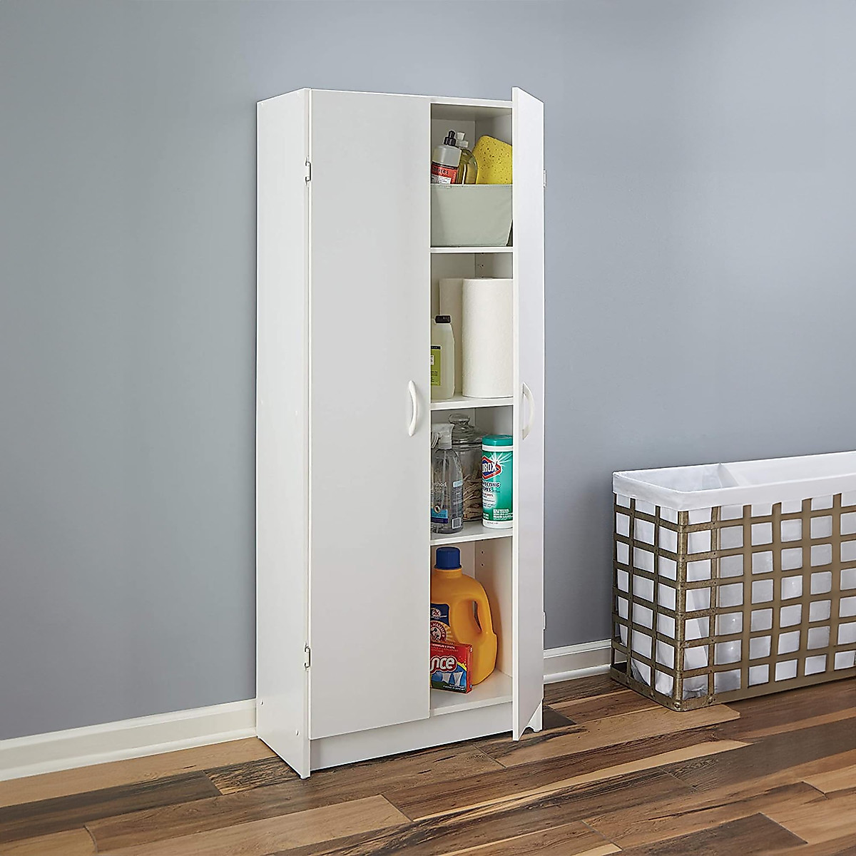 ClosetMaid Pantry Cabinet Cupboard with 2 Doors, Adjustable Shelves, Standing, Storage for Kitchen, Laundry or Utility Room, White