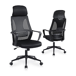 ralex-chair Office Chair Ergonomic Desk Chair Comfort Adjustable Height with Wheels，Lumbar Support Mesh Swivel Computer Home Office Study Task Chair (Black)