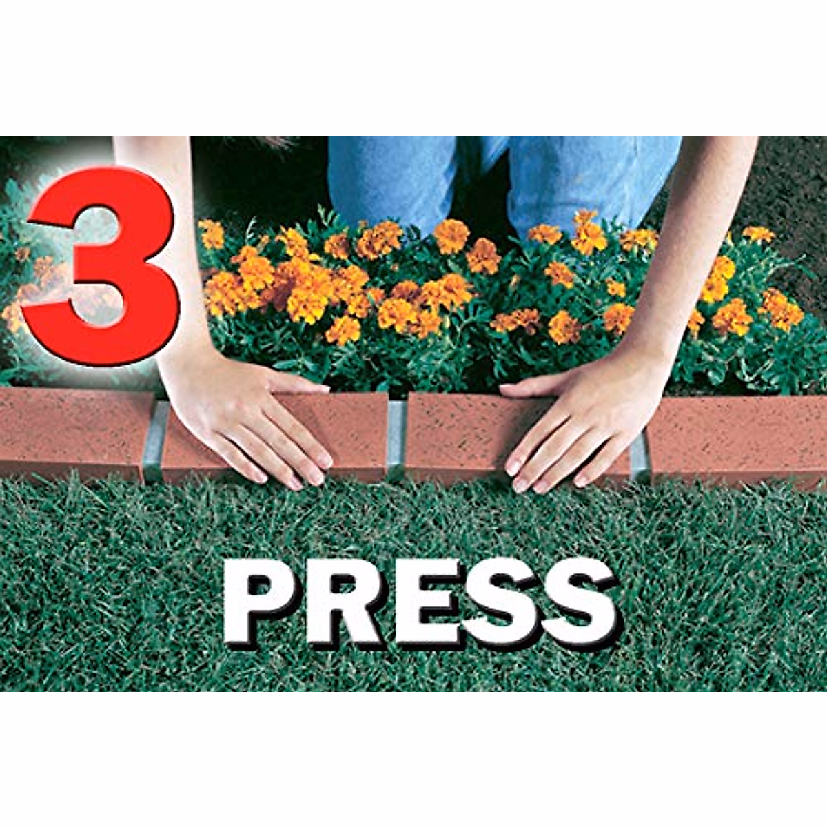 Argee RG840S Let's Light It 40-Foot Decorative Plastic Brick Edging with 6 Built-In Solar Lights, Terra Cotta