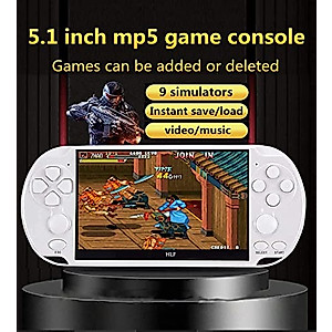 5.1 inch Multi-Function Retro Game Console Handheld Game Console 7700 Games Support Arcade/CPS/fc/SFC/gba/gbc/gb/sega Emulator Games can be archived with Rechargeable Lithium Battery (White)