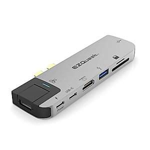 EZQuest USB C Hub - 8 in 2 USB C Docking Station - HDMI 4K 60Hz, Ethernet, Thunderbolt 3-40Gb/s with 100W USB-C 3.0 PD (FRS), 1X USB-C 10Gbs, 2X USB 3.0 Ports, SD & Micro SD - for MacBook Pro and Air