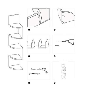PIBM Stylish Simplicity Shelf Wall Mounted Floating Rack Shelves Corner Solid Wood Books Collection 3 Layers/ 5 Layers,8 Colors Avaliable, Walnut , 5 Layers