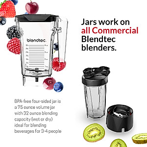 Blendtec Total Classic Original Blender - FourSide Jar (75 oz) - Professional-Grade Power - 6 Pre-programmed Cycles - 10-speeds - Black