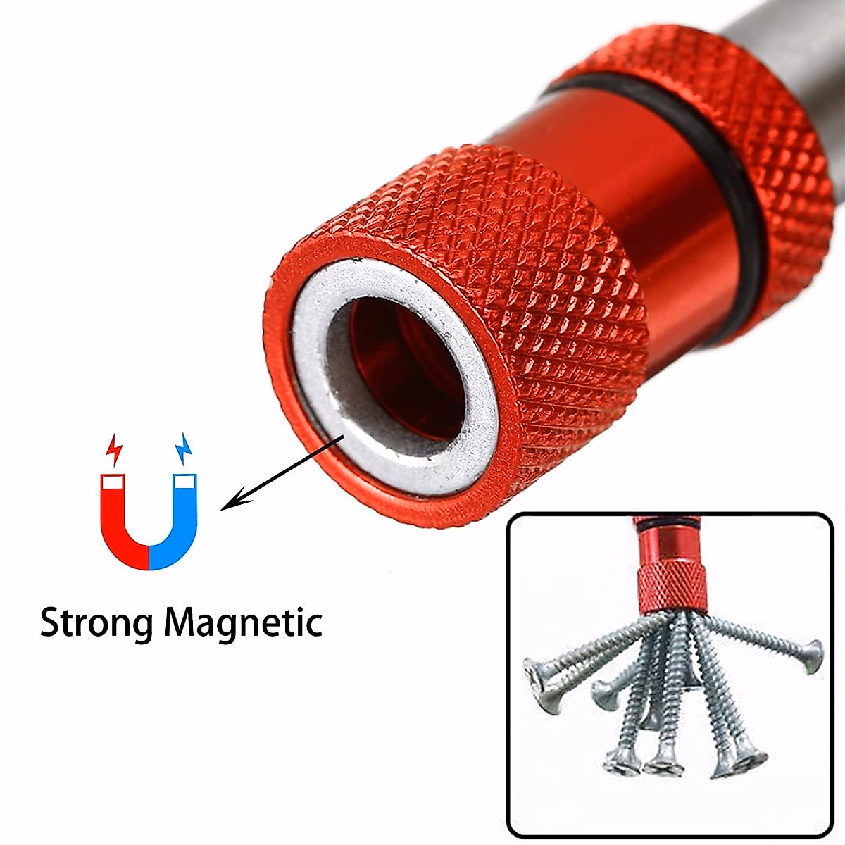 Drill Extension Bit Holder 4Pcs - 12'' 6'' 4'' 2'' Magnetic Drill Screwdriver Bit Extender 1/4 inch Hex Bit Holder, Impact Driver Extension Adjustable Depth Screwdriver (12''+6''+4''+2'')