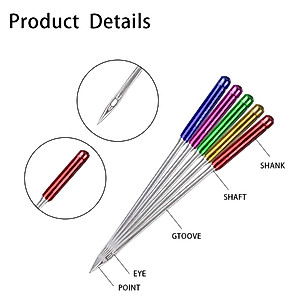 60 Pieces Sewing Machine Needles Universal Regular Point Machine Needles for Singer, Brother, Janome, Varmax with Size in HAX1 65/9, 75/11, 90/14, 100/16, 110/18 (5 Colors)