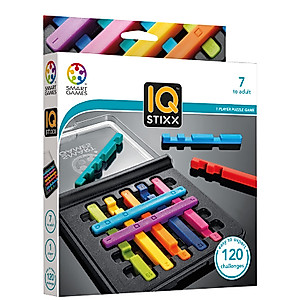 SmartGames IQ Stixx Stacking Travel Game with 120 Challenges for Ages 7 - Adult