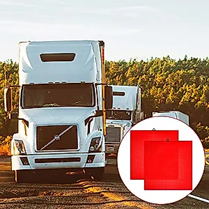 2 Pieces 18 x 18 Inch Safety Flags with Wire Loop Mesh Safety Flag Warning Flag Trailer Safety Flag for Truck and Pedestrian Crossings (Deep Red)