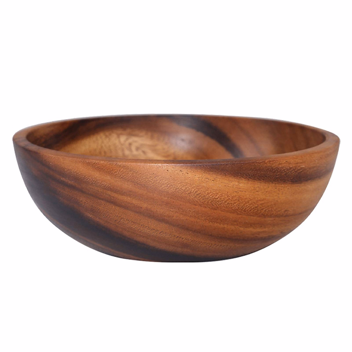 PAPABA Household Round Wooden Salad Bowl Fruit Serving Bowl Wood Basin Container Dishes for Salads, Fruit, Nuts or Snacks S
