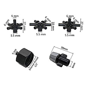 MANHONG Irrigation Dripper 1 Set Multi-Way 360 Degree Atomization Misting Grey Nozzles with 1/2" Thread Connectors Garden Irrigation Watering Sprinklers (Color : 7 Way)