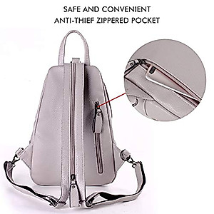 AMELIE GALANTI Small Backpack Purse for Women, Backpack Handbags Lightweight PU Nylon Sling Purse with Convertible Shoulder Strap (L Grey-PU)