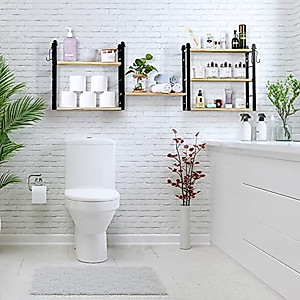 JYSCM Floating Shelves, Durable Sturdy Metal Frame, Easy to Install Wall Mounted Shelves, Modern Room Décor for Multiple Storing Purposes, Suitable for Home and Office (Natural Wood).